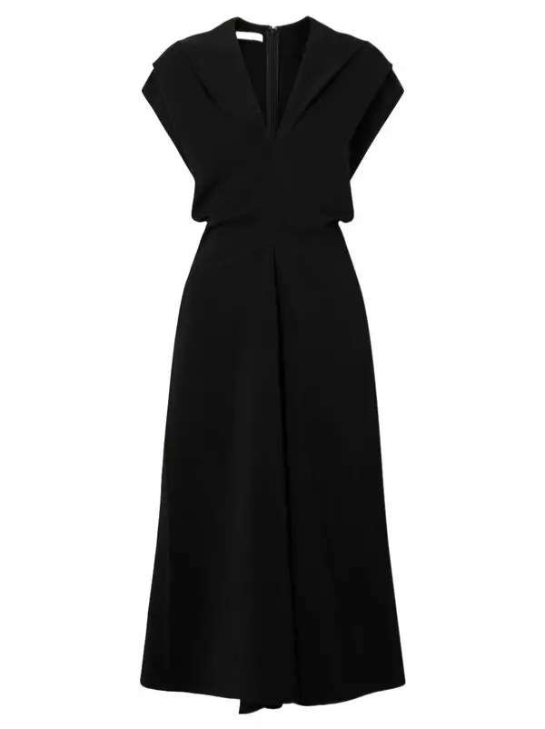 Co Name V-neck Dress In Satin Knit - Black
