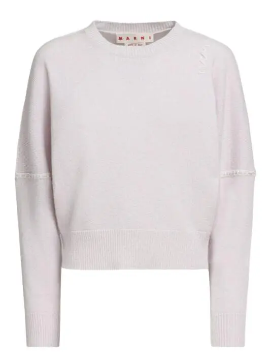 Marni Crew Neck Jumper With Hand-embroidered Logo - Light Pink