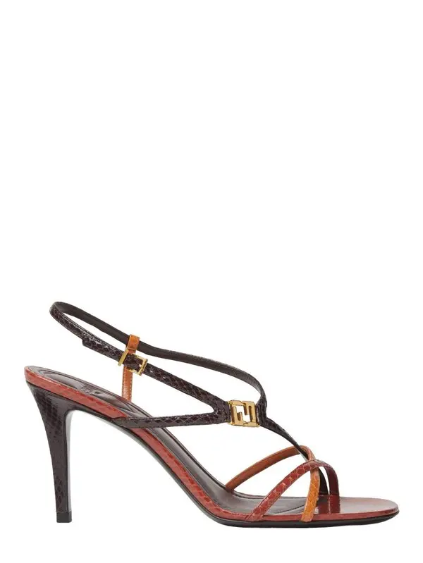 Fendi Strappy High-heeled Sandals With Ff Detail - Brown