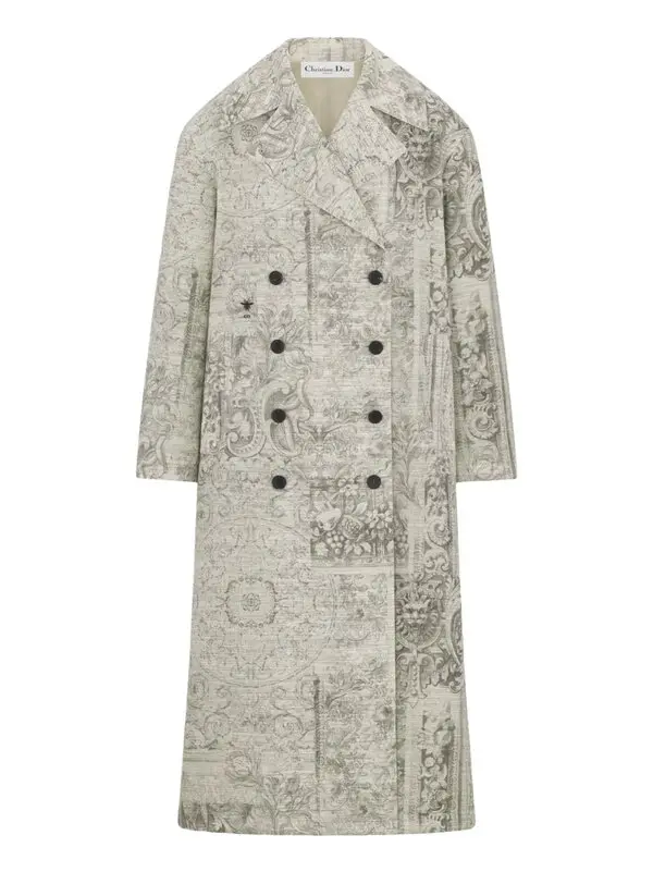 Dior Double-breasted Embroidered Coat - Nude