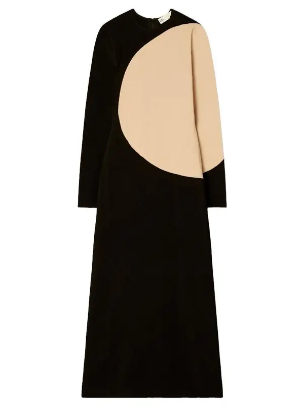 Tory Burch Color-block Crewneck Midi Dress - Black