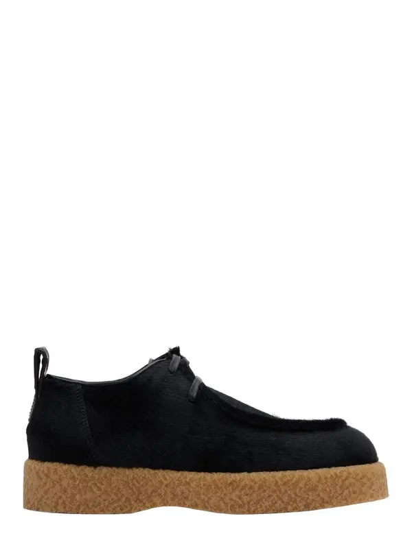 Bottega Veneta Hair-on Leather Derby Shoes - Black