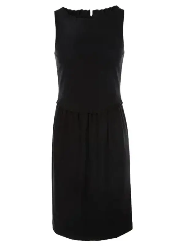 Emporio Armani Sleeveless Dress With Lotus Leaf Neckline Detail - Black