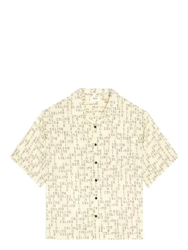 Celine Digital Printing Viscose Loose Hawaiian Shirt - Chalk/black