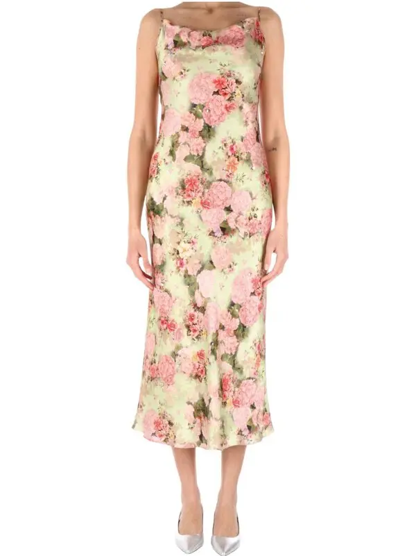 Max Mara Floral Printed Satin Midi Dress - Color