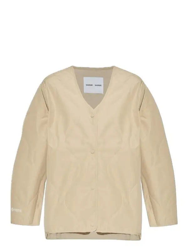 SAMSOE SAMSOE Quilted V-neck Casual Jacket - Nude