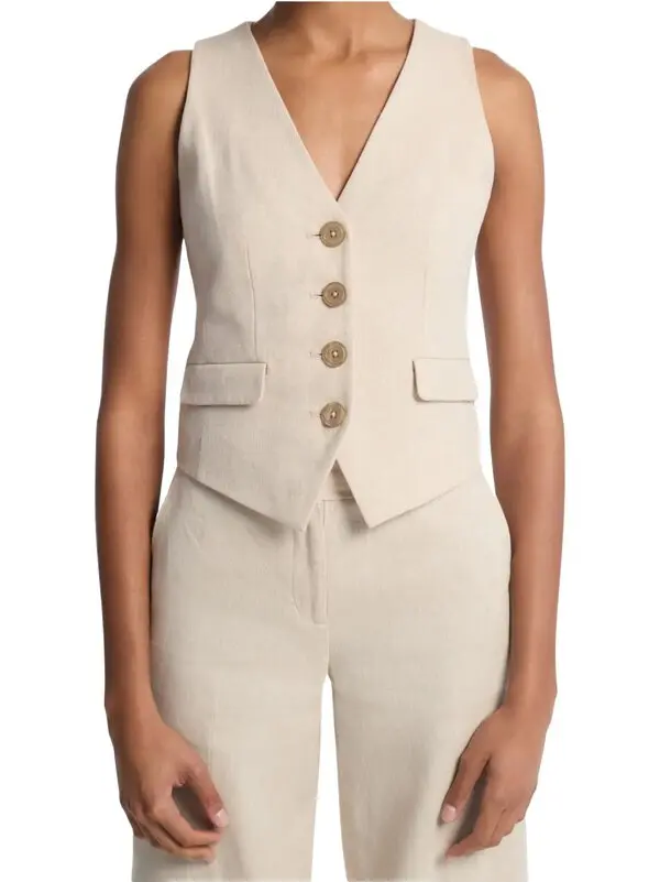 Michael Kors V-neck Twill Vest - Light Sand Color