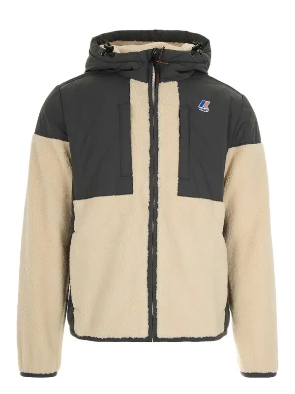 K-WAY Paneled Hooded Jacket With Logo Detail - Nude