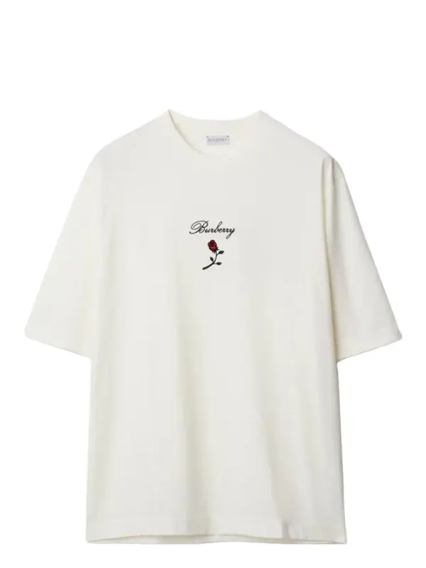 Burberry Logo Embroidered Crewneck T-shirt - White
