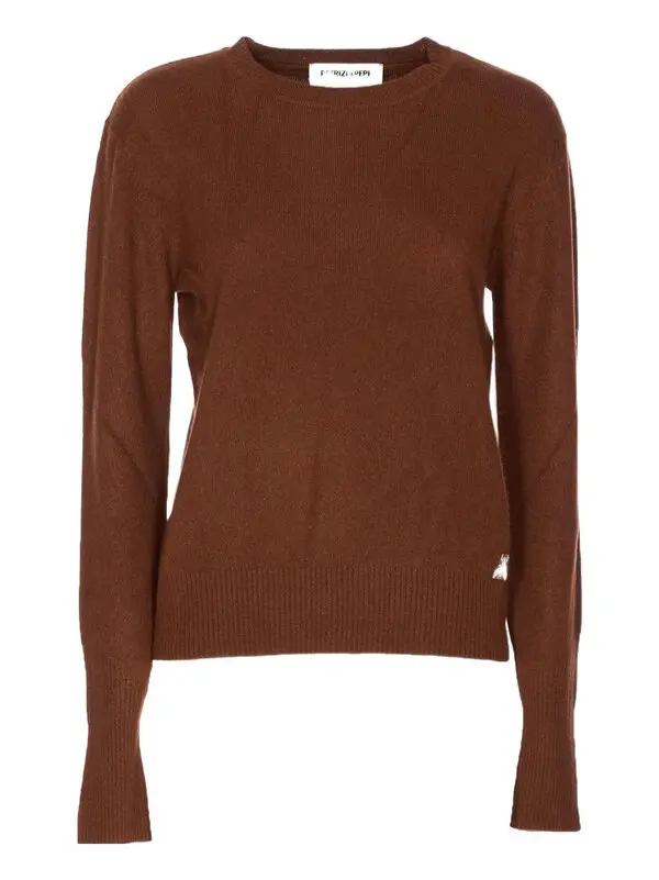 Patrizia Pepe Logo Crewneck Knitwear - Brown
