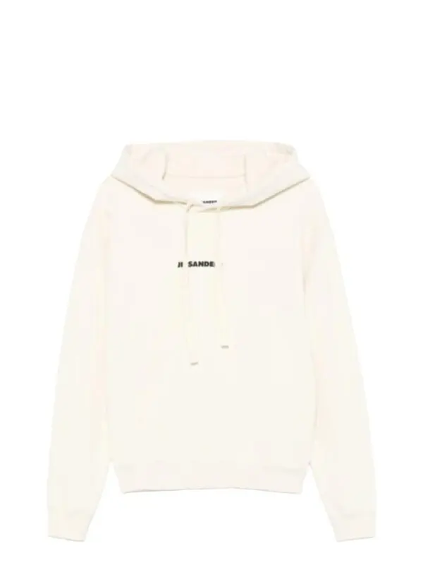 JIL SANDER Logo Print Hoodie - Light Beige