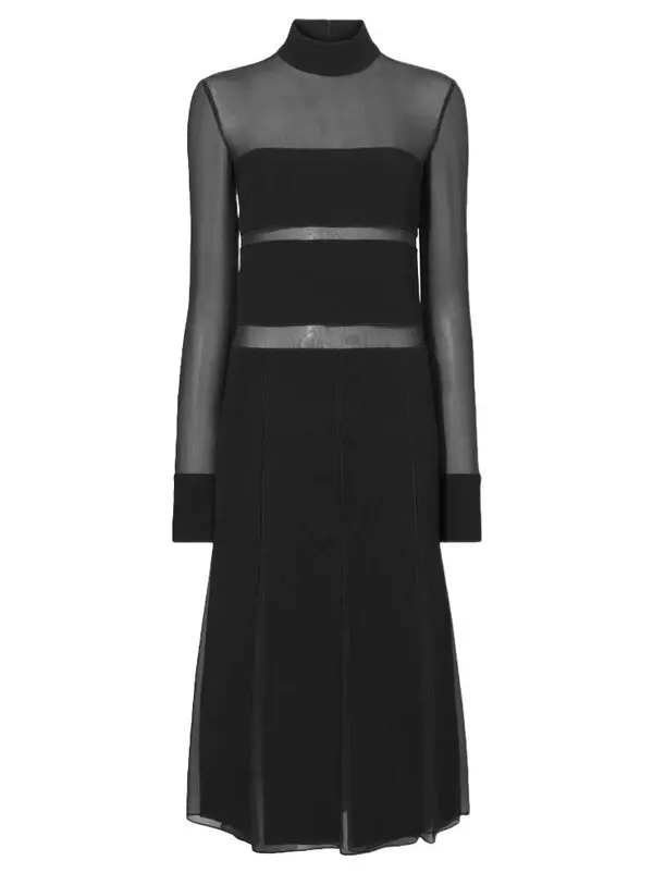 Proenza Schouler Sheer-panel Pleated Midi Dress - No