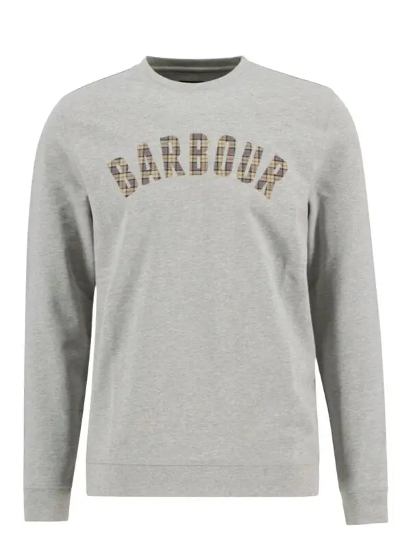 Barbour Plaid Logo Crewneck Sweater - Gray Blend