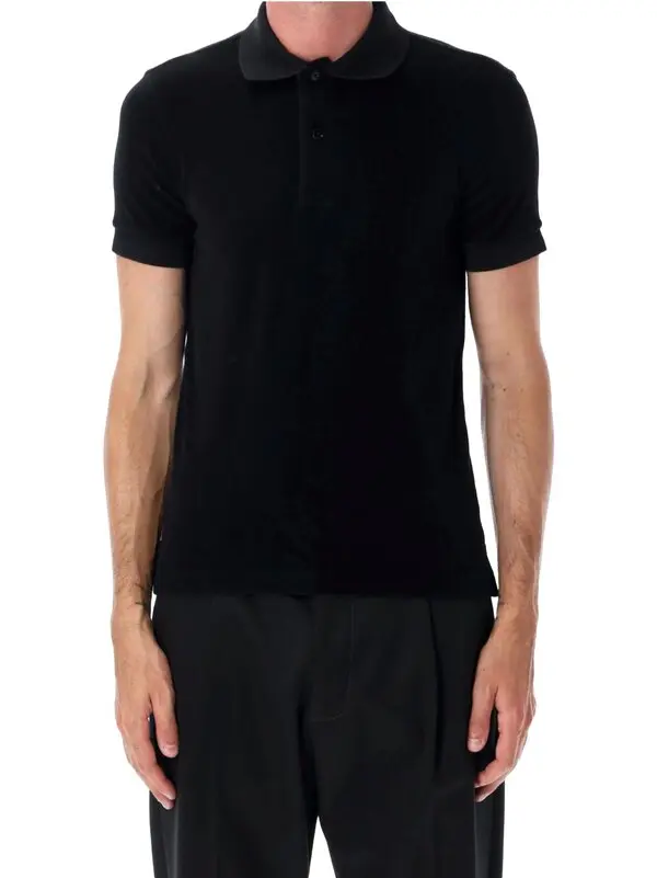 TOM FORD Short Sleeved Towelling Polo Shirt - Black