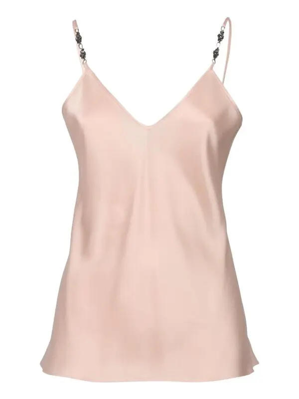 Max Mara V-neck Sleeveless Top With Embellished Straps - Nude