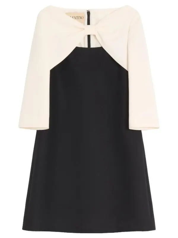 Valentino Garavani Three-quarter Sleeve Mini Dress With Bow Detail - Black