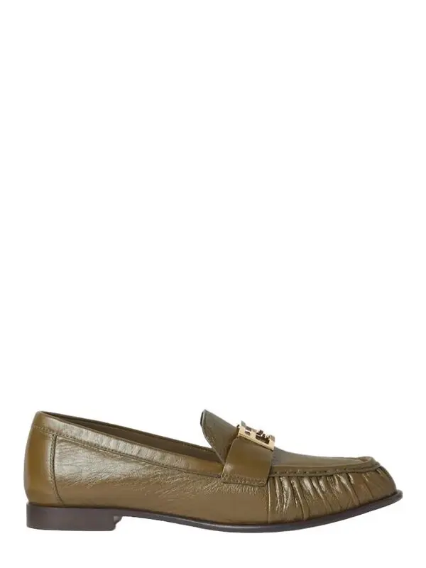 Fendi Baguette Ff Plaque Gathered Loafers - Green