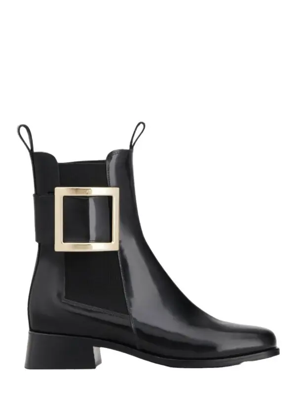 ROGER VIVIER Très Vivier Metal-buckled Chelsea Boots - Black