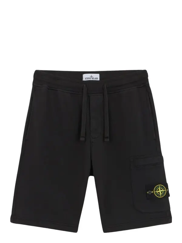 Stone Island Logo Patch Drawstring Shorts - Black