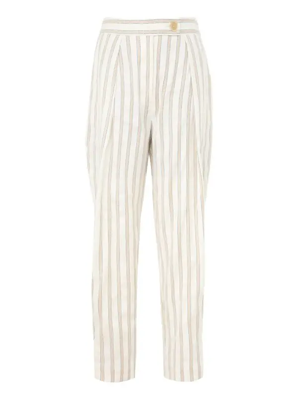 Zimmermann Illuminate Striped Trousers - Cream/gold Stripe
