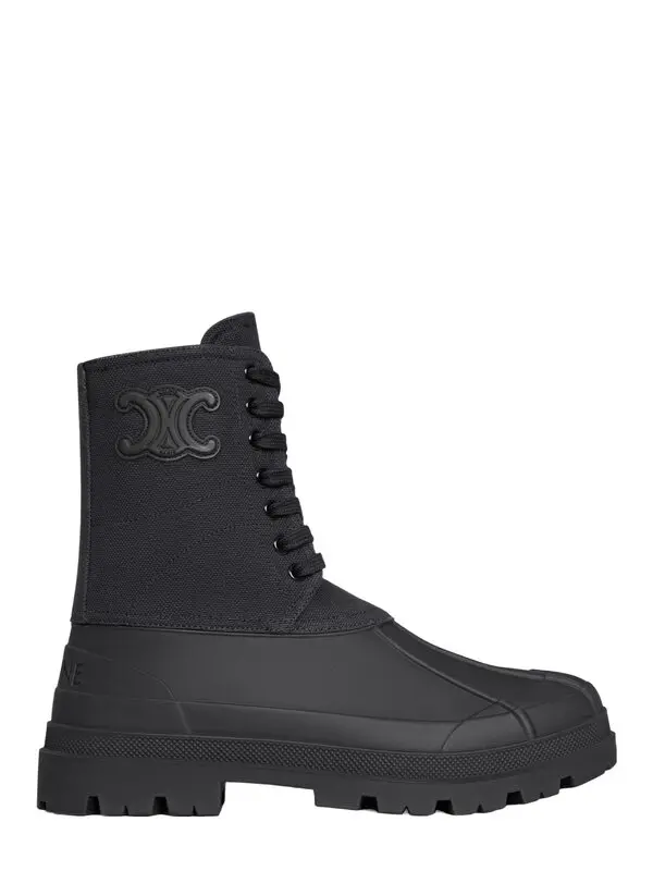 Celine Riley Lace-up Boots In Canvas - Black