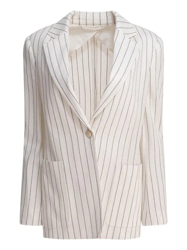 Max Mara Striped Single-button Jacket - White