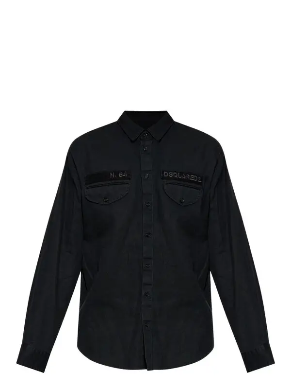 Dsquared2 Logo-embroidered Cotton Shirt - Black