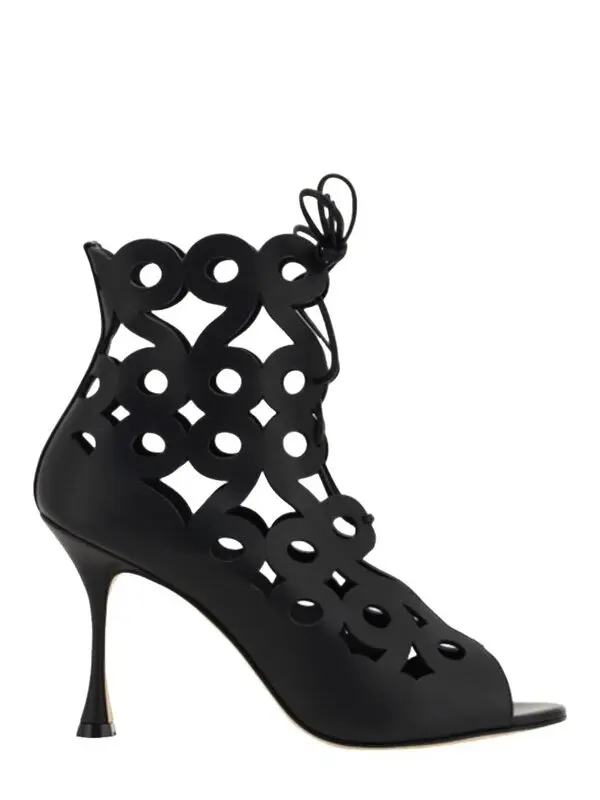 Manolo Blahnik Taralo Geometric Cut-out Lace-up Boots - Black