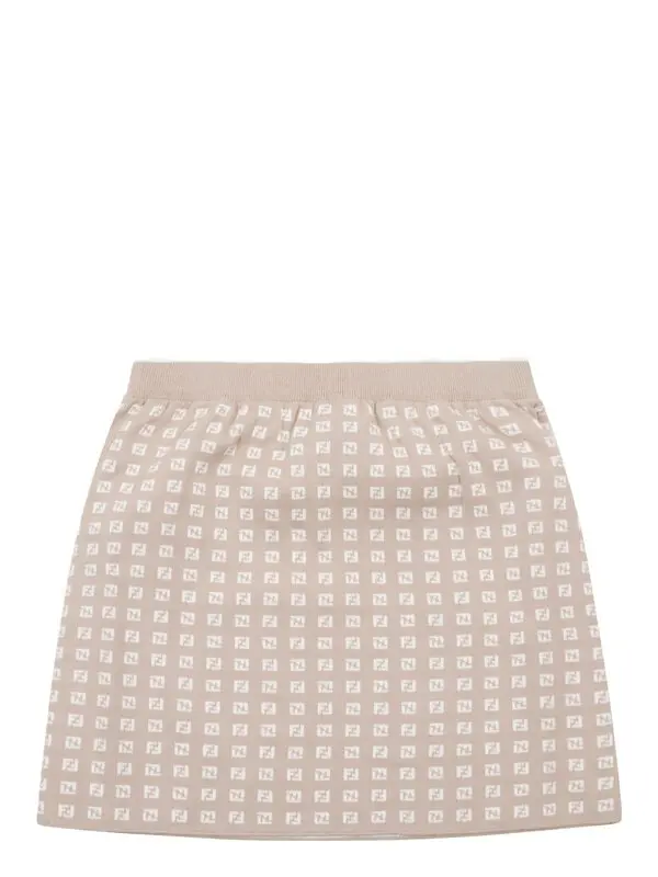 Fendi Elastic Waist Midi Skirt With Printed Pattern - Nude
