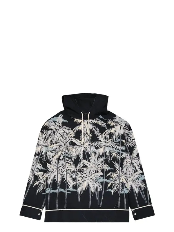 Palm Angels Long Sleeve Sweater With Palm Print - Black