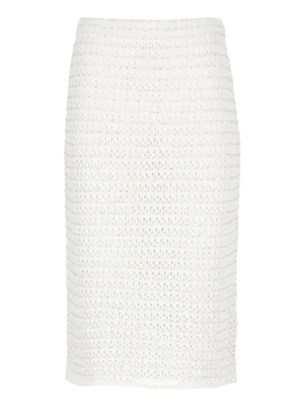 Fabiana Filippi Sequined Open-knit Midi Skirt - White