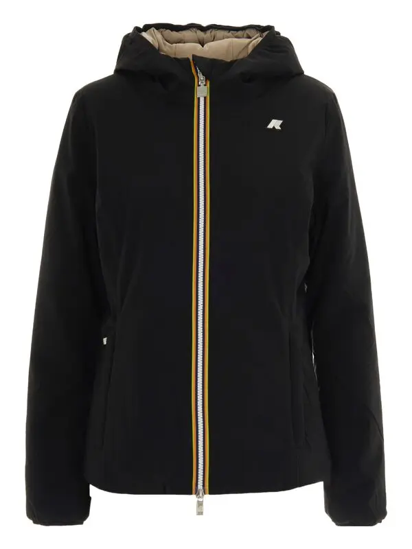 K-WAY Reversible Logo Patch Hooded Jacket - Black