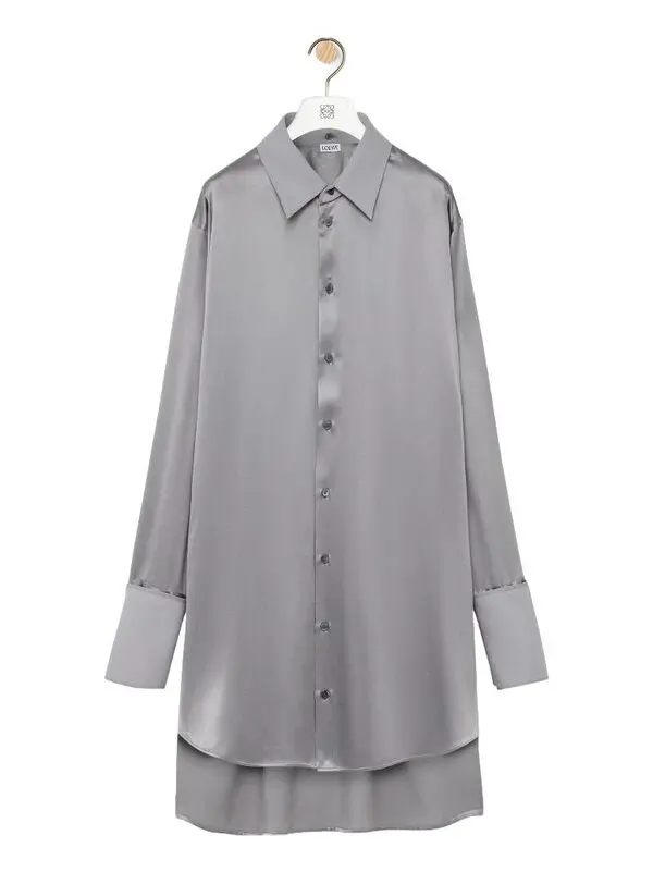 Loewe Deconstructed Silk Shirt Dress - Gray