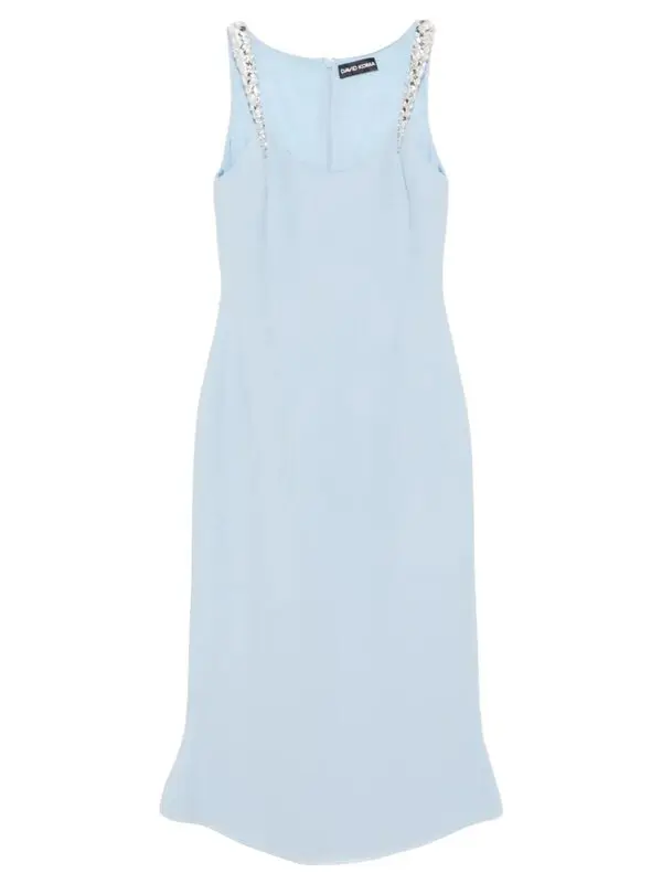 David Koma Crystal Claw-embroidered Flounce Midi Dress - Light Blue