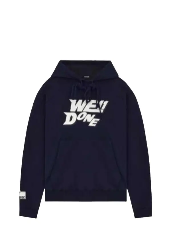 We11Done Logo Print Pullover Hoodie - Black