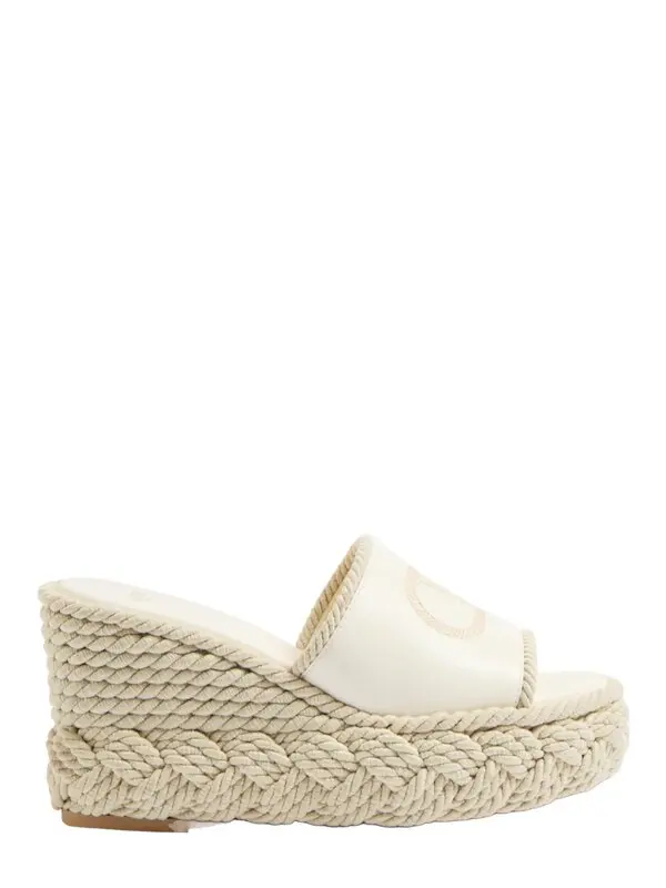 Valentino Garavani 100mm Vlogo Torchon Wedge Mules - Ivory