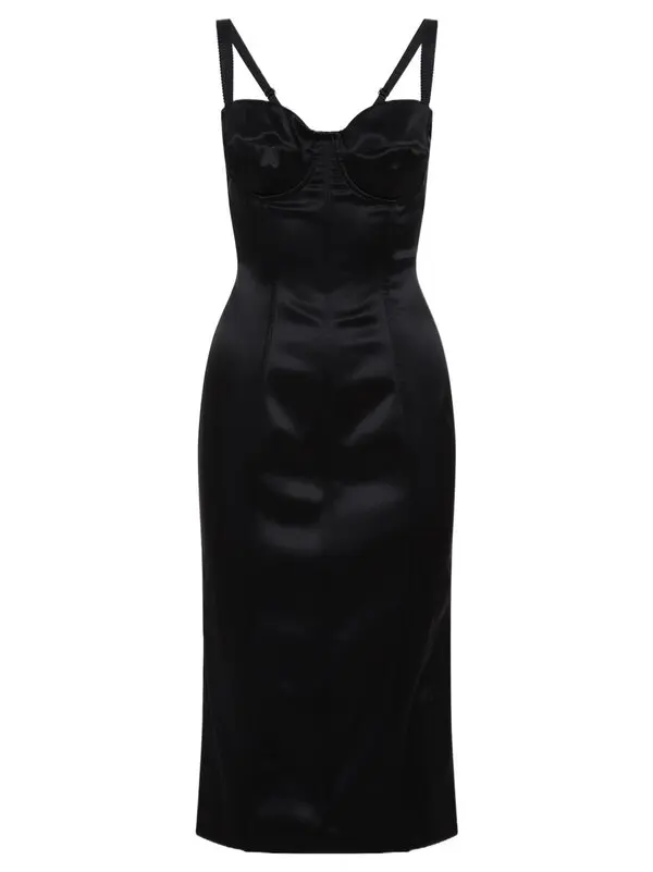 Dolce & Gabbana Sleeveless Sweetheart Neckline Midi Dress - Black