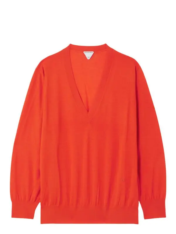 Bottega Veneta V-neck Fine Knit Jumper - Red