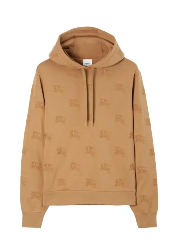Burberry Logo Embroidered Drawstring Hoodie - Nude