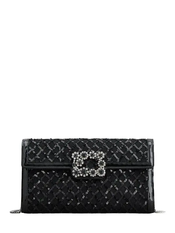 ROGER VIVIER Embellished Chain Shoulder Bag - Black