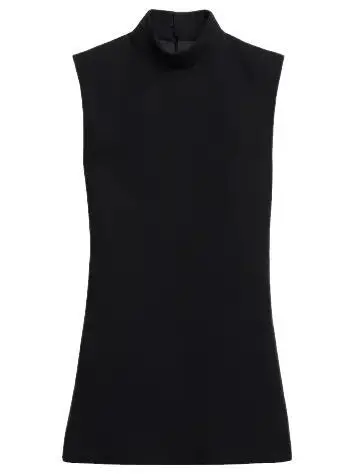 Celine A-line Stand Collar Dress - Black