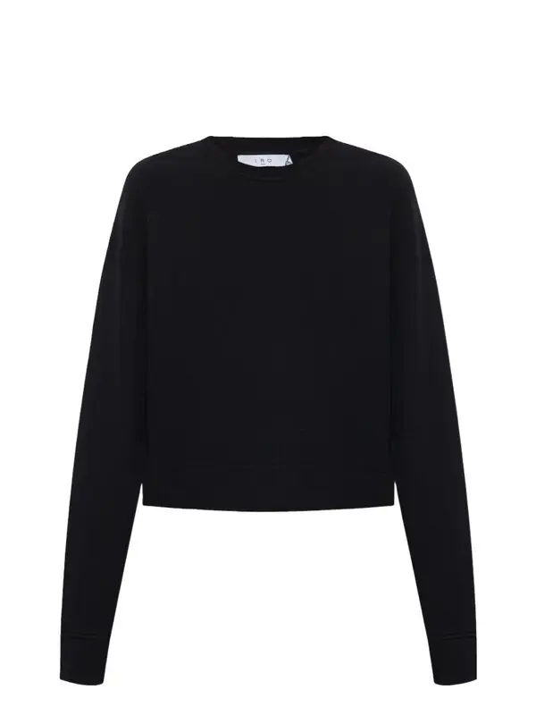 IRO PARIS Round Neck Long Sleeve Sweater With Logo Print And Sequins - Black