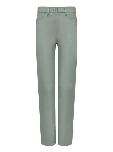 JOSEPH Leather Stretch Cropped Trousers - Gray