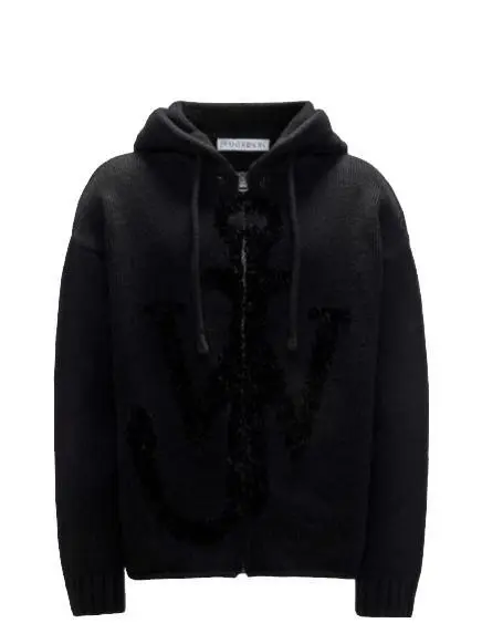 J.W.ANDERSON Jw Anderson Zip-up Drawstring Hoodie - Black