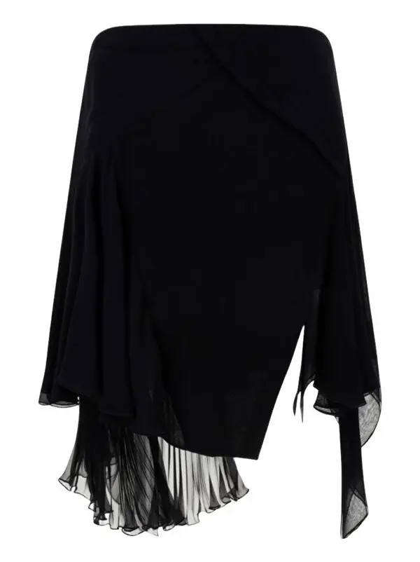 Versace Asymmetrical Hem Mini Skirt With Chiffon Detailing - Black