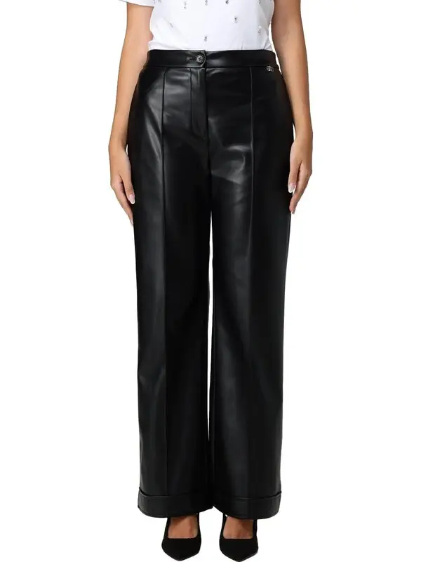 Liu Jo Wide-leg Leather Pants - Black