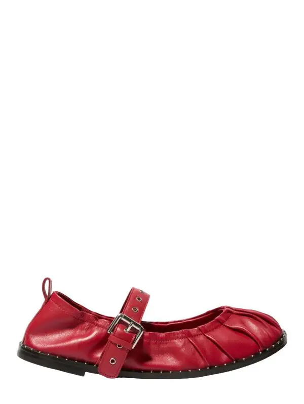 MAXCO. Max&co. Round Toe Ballet Flats With Adjustable Strap - Red