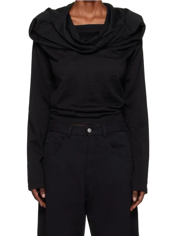 MAISON MARGIELA Hooded Long-sleeved Knitted Jumper - Black