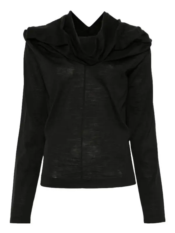 MAISON MARGIELA Hooded Long-sleeved Knitted Jumper - Black