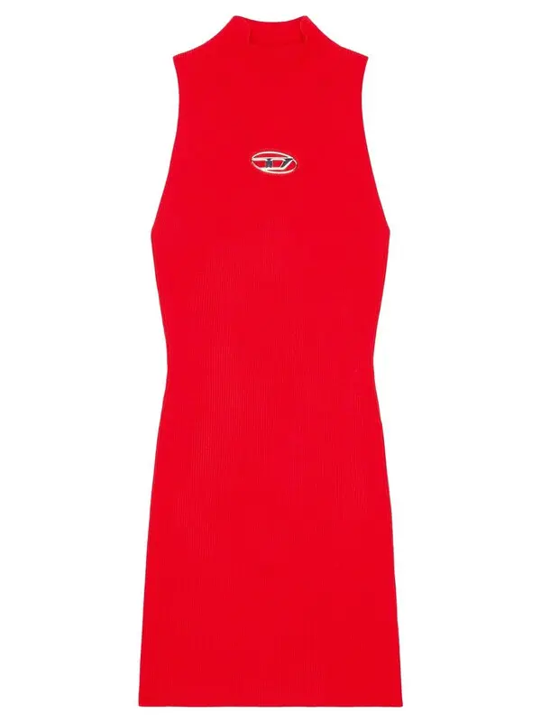 DIESEL® Ribbed Mock Neck Mini Dress - Red